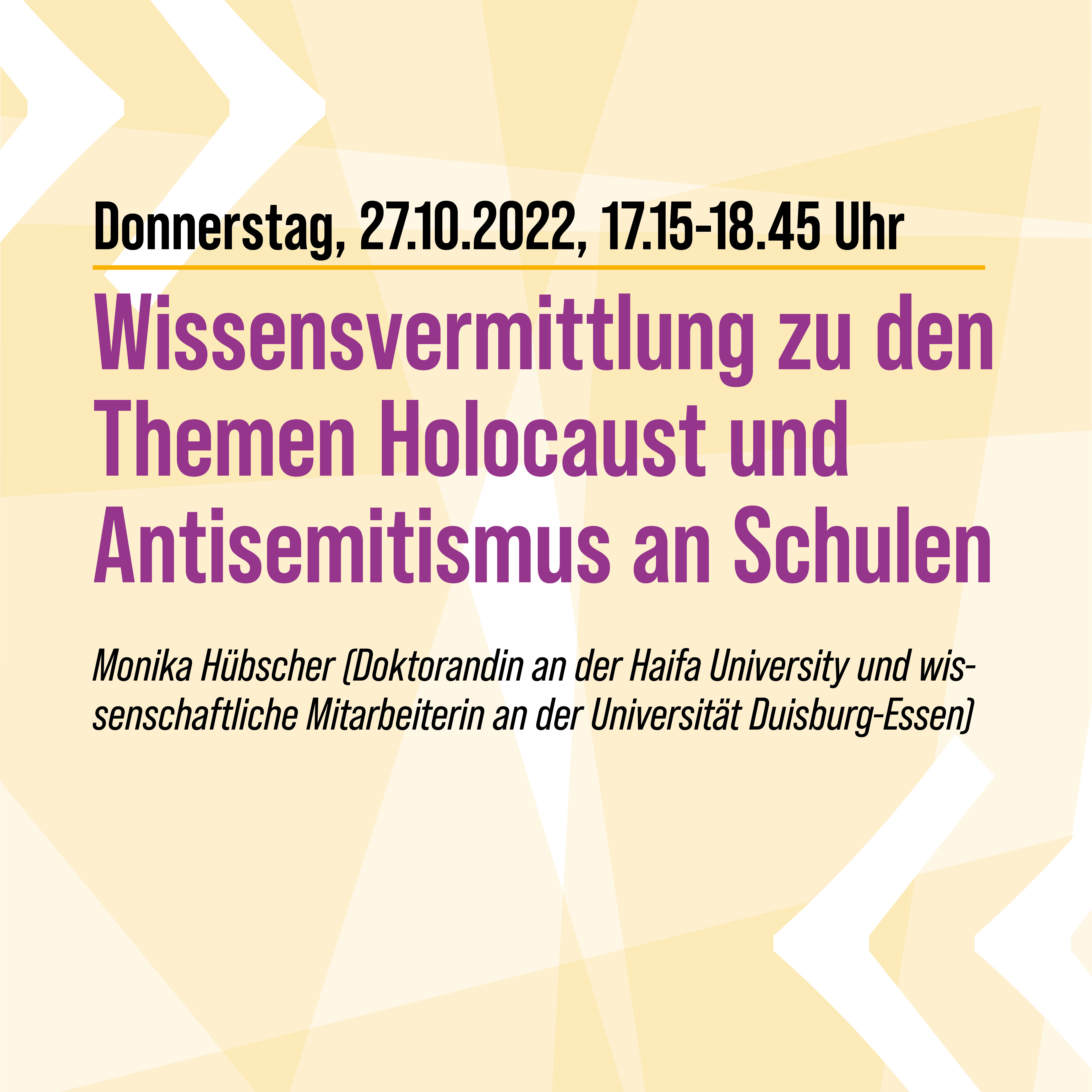 Wissensvermittlung zu den Themen Holocaust und Antisemitismus an Schulen - Universität Rostock